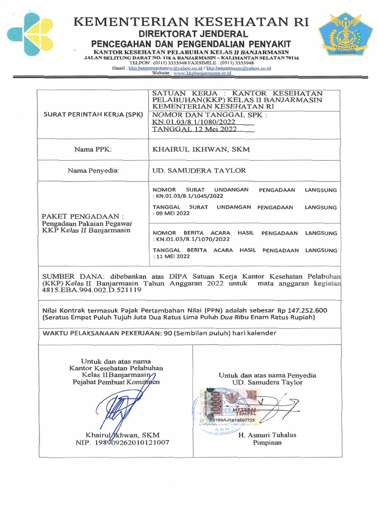 SPK Baju 2022 TTD | PDF