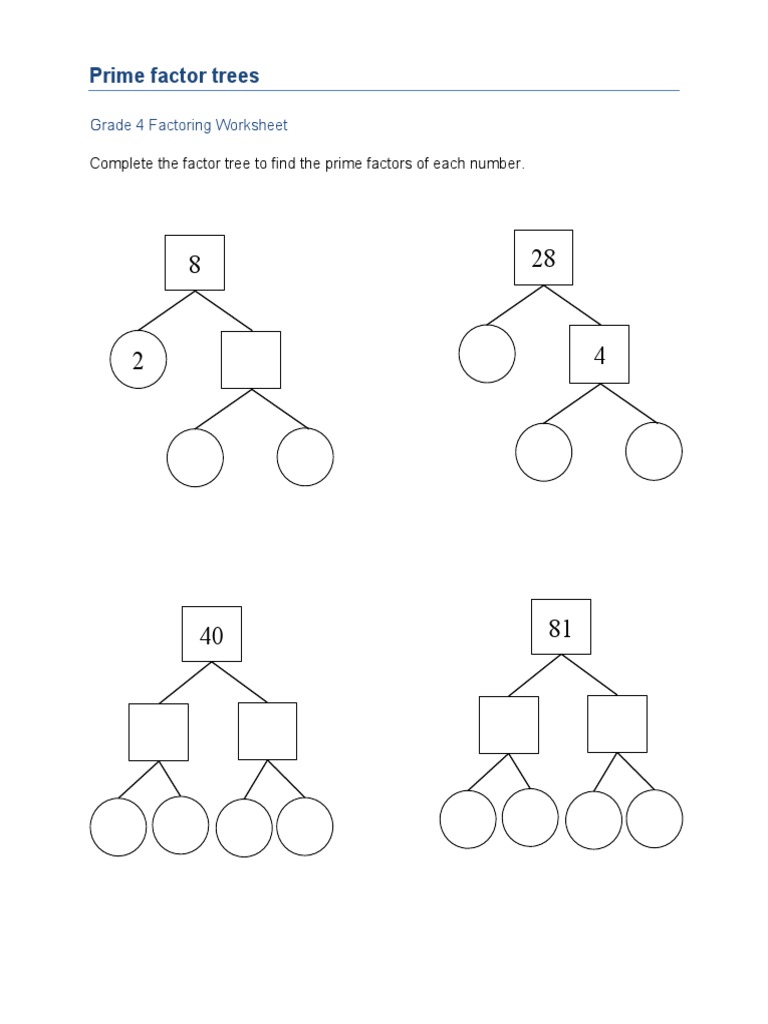 Factor Tree-Worksheet | PDF