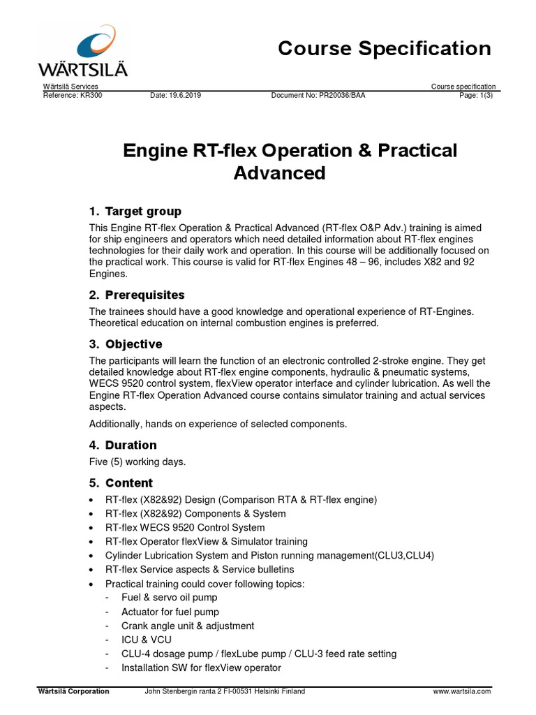 Engine RT-flex Operation Practical Advanced | PDF | Engines | Piston