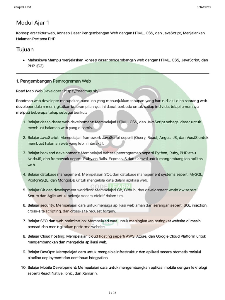 Panduan Dasar Pengembangan Web HTML, CSS, JS, PHP | PDF | Komputer