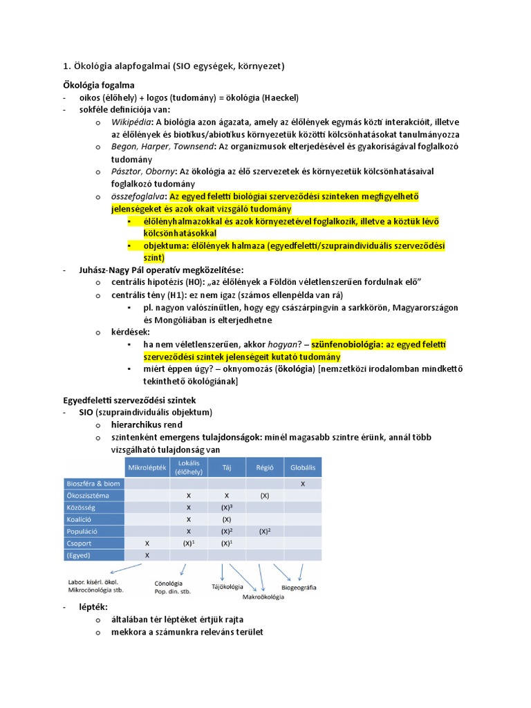 1 Alapfogalmak Populációk Térstruktúrája És Idődinamikája | PDF