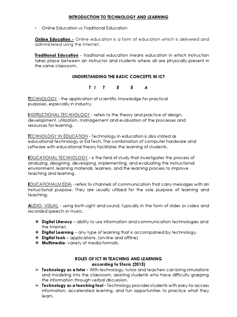 PED 5 EdTech Handouts | PDF | Educational Technology | Learning