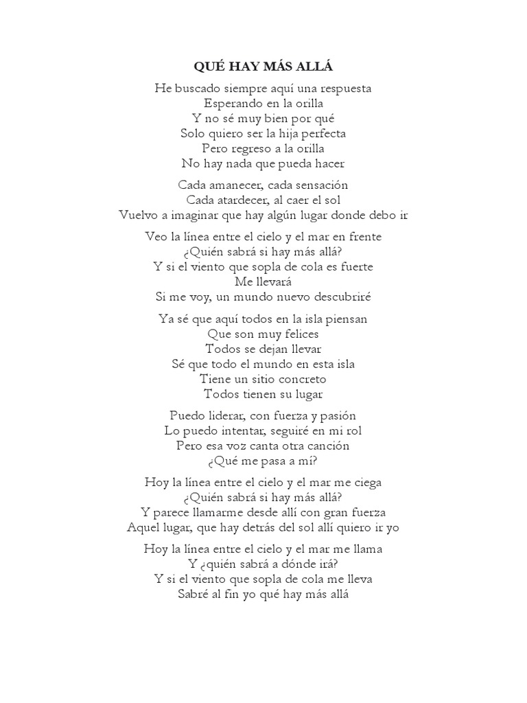 QUÉ HAY MÁS ALLÁ (Letra) | PDF