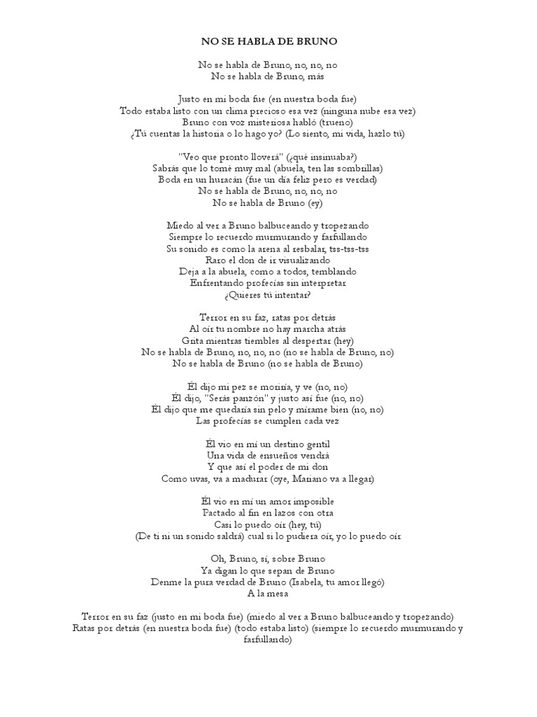 Letra de "No se habla de Bruno" | PDF