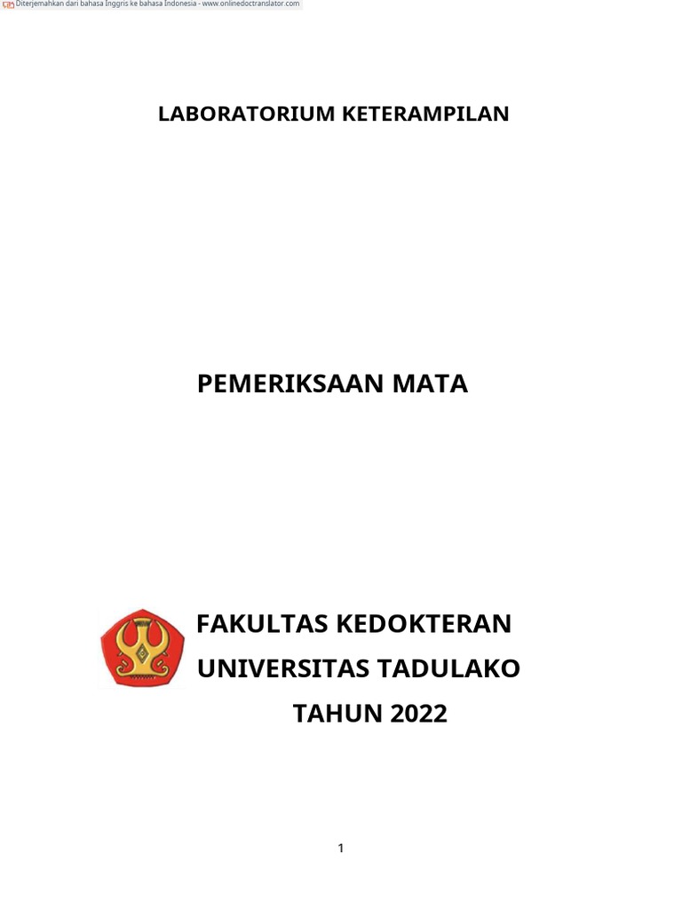 Panduan Pemeriksaan Mata di FK Universitas Tadulako | PDF