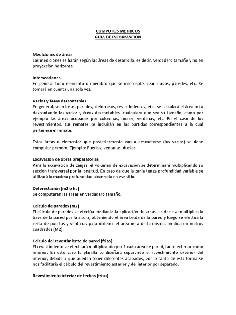 GUÍA PARA EL CÁLCULO PRECISO DE MEDICIONES Y CANTIDADES DE OBRA EN ...