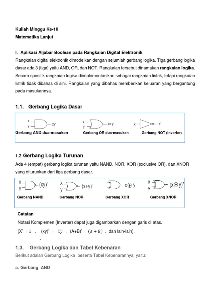 Aplikasi Aljabar Boolean dalam Rangkaian Logika | PDF