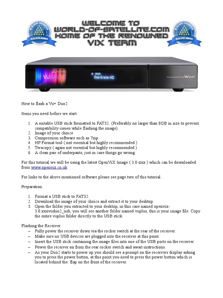 How To Flash A Vu+ Duo2 | PDF | Usb Flash Drive | Computer File