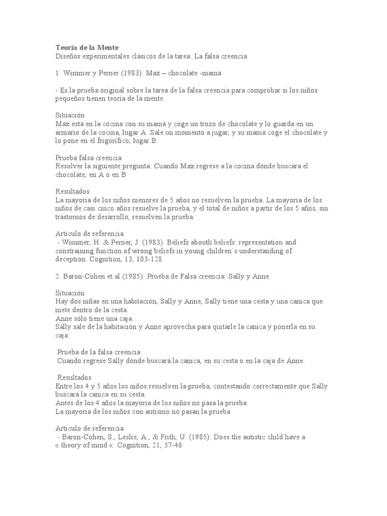 Proves de Teoria de La Ment | PDF | Ciencia cognitiva | Sicología