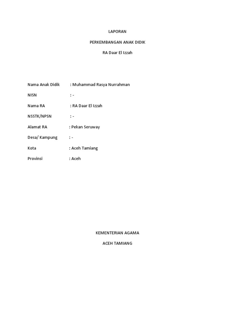 Raport Rutaba - Rasya | PDF