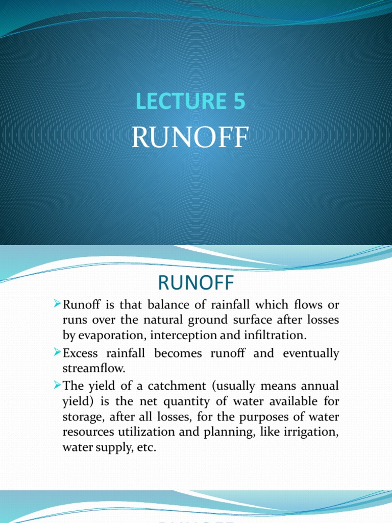 Lec 5 | PDF | Surface Runoff | Drainage Basin