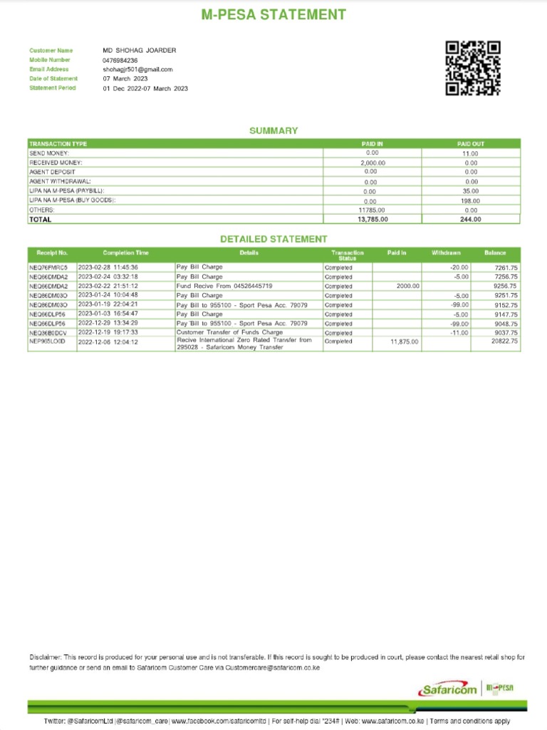 Mpesa Statement New | PDF