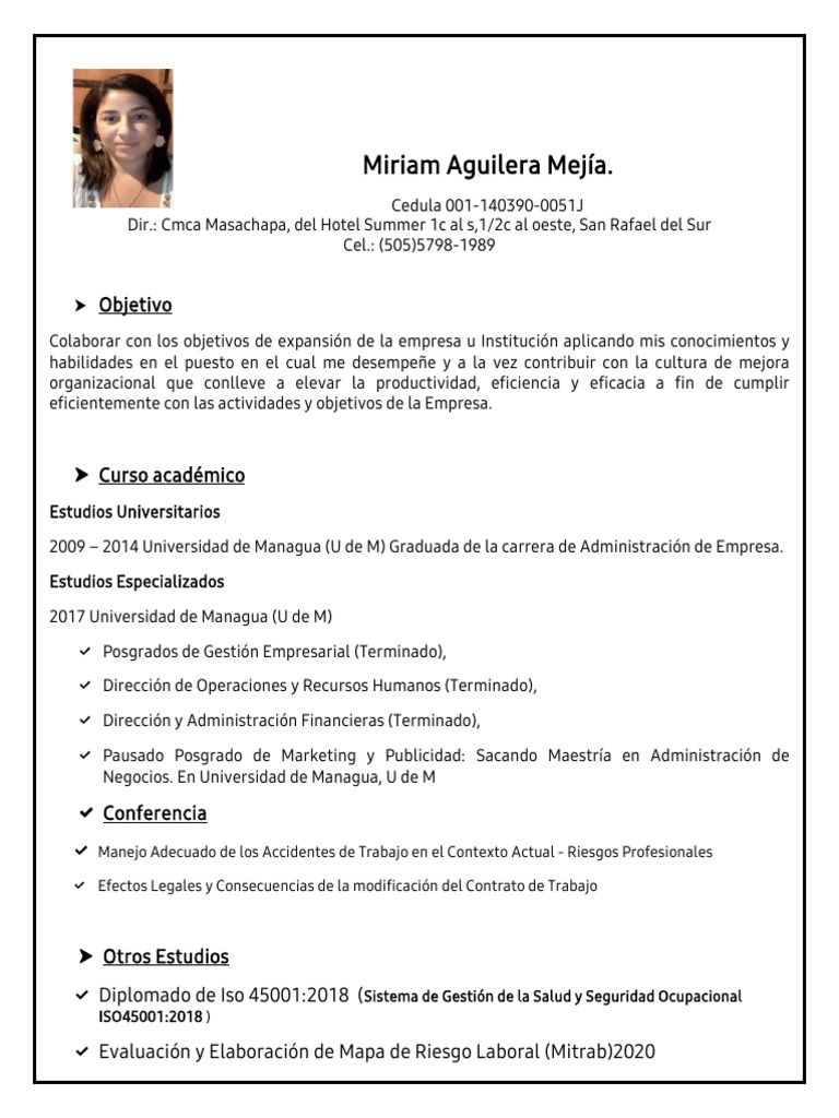 CV Miriam Aguilera Mejia 2023 | PDF | Negocios económicos | Economias
