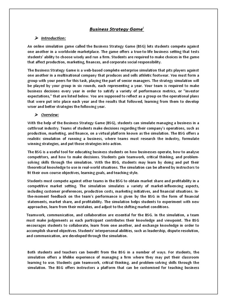 Business Strategy Game | PDF | Performance Indicator | Strategic Management
