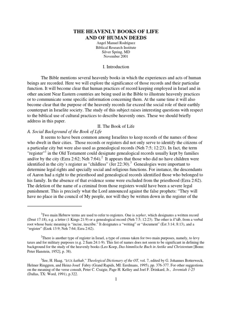 The Heavenly Books of Life and of Human Deeds - Angel Manuel Rodriguez ...