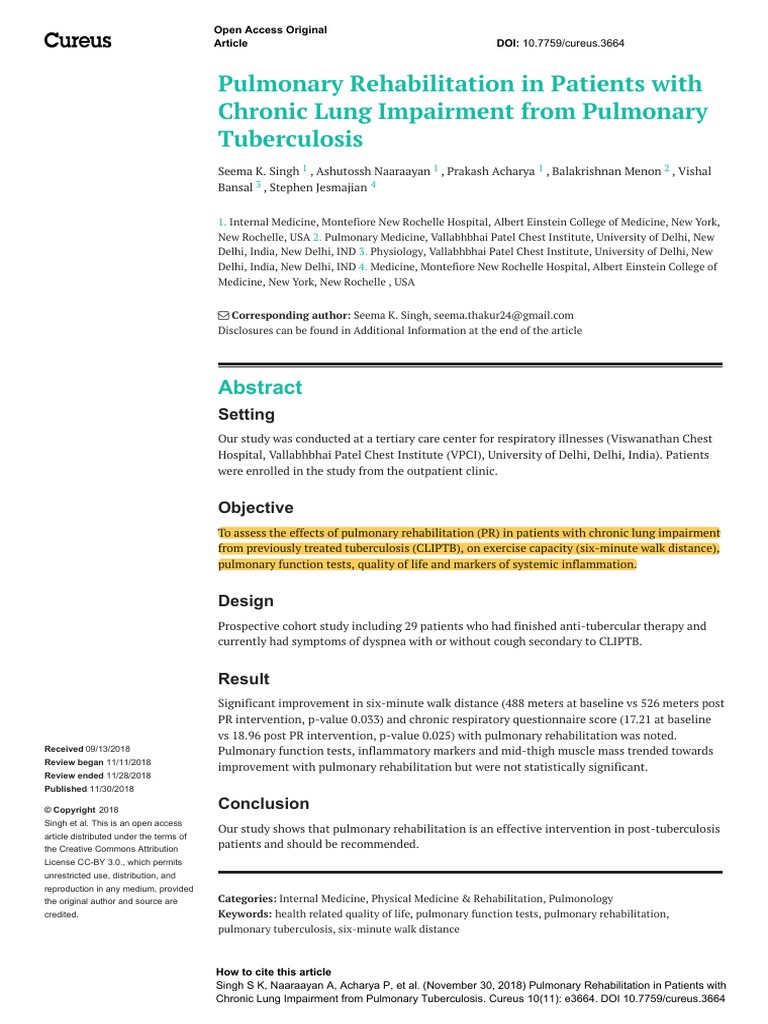 Cureus 0010 00000003664 | PDF | Tuberculosis | Elisa