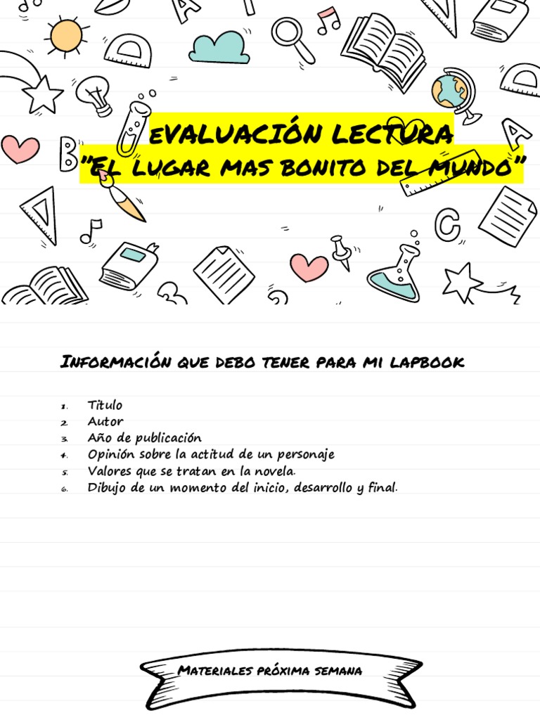 Evaluación El Lugar Más Bonito Del Mundo | PDF