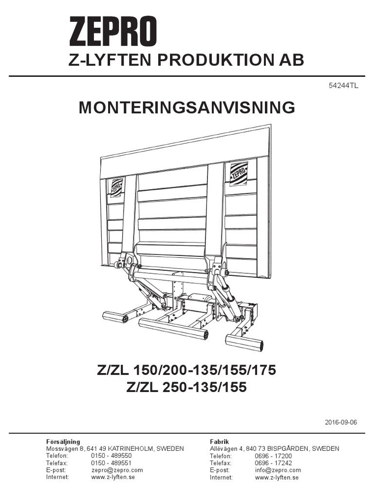 54244TL - Monteringsanvisning Z-ZL-150-200-250 160906 | PDF