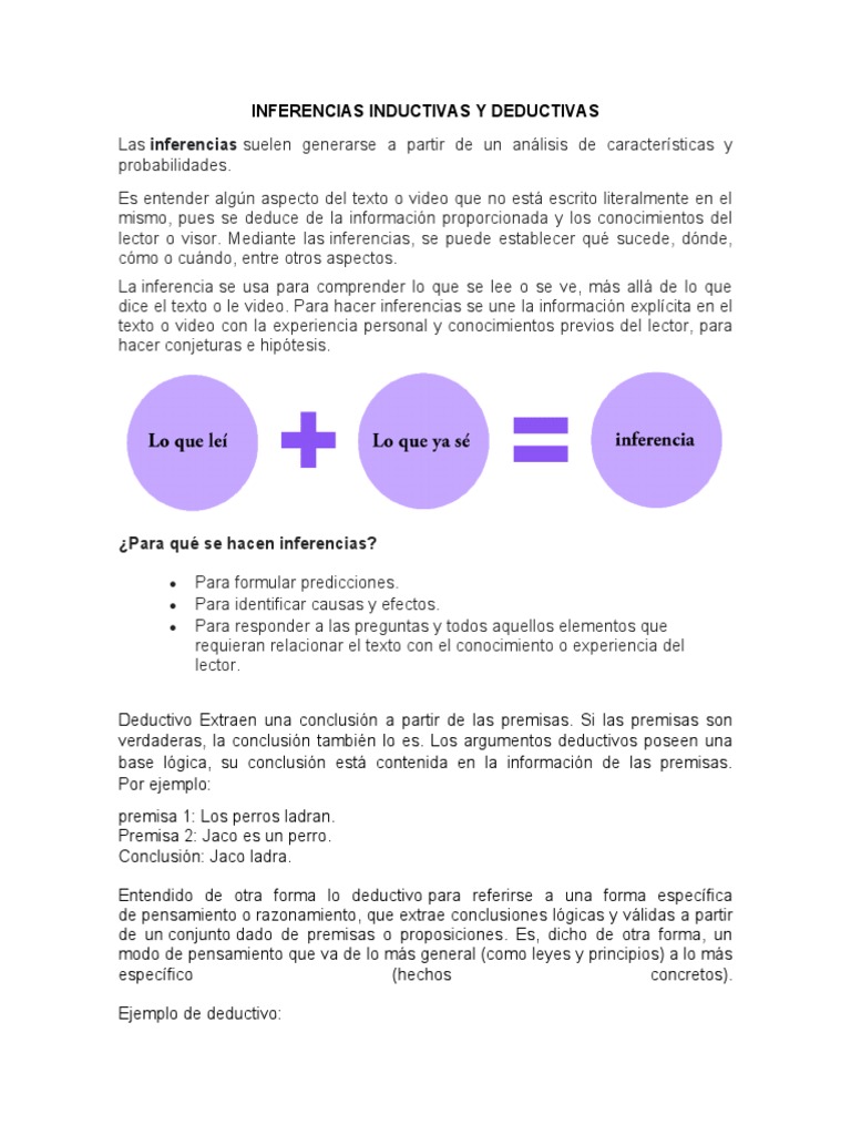 Inferencias Inductivas y Deductivas | PDF | Razonamiento deductivo ...