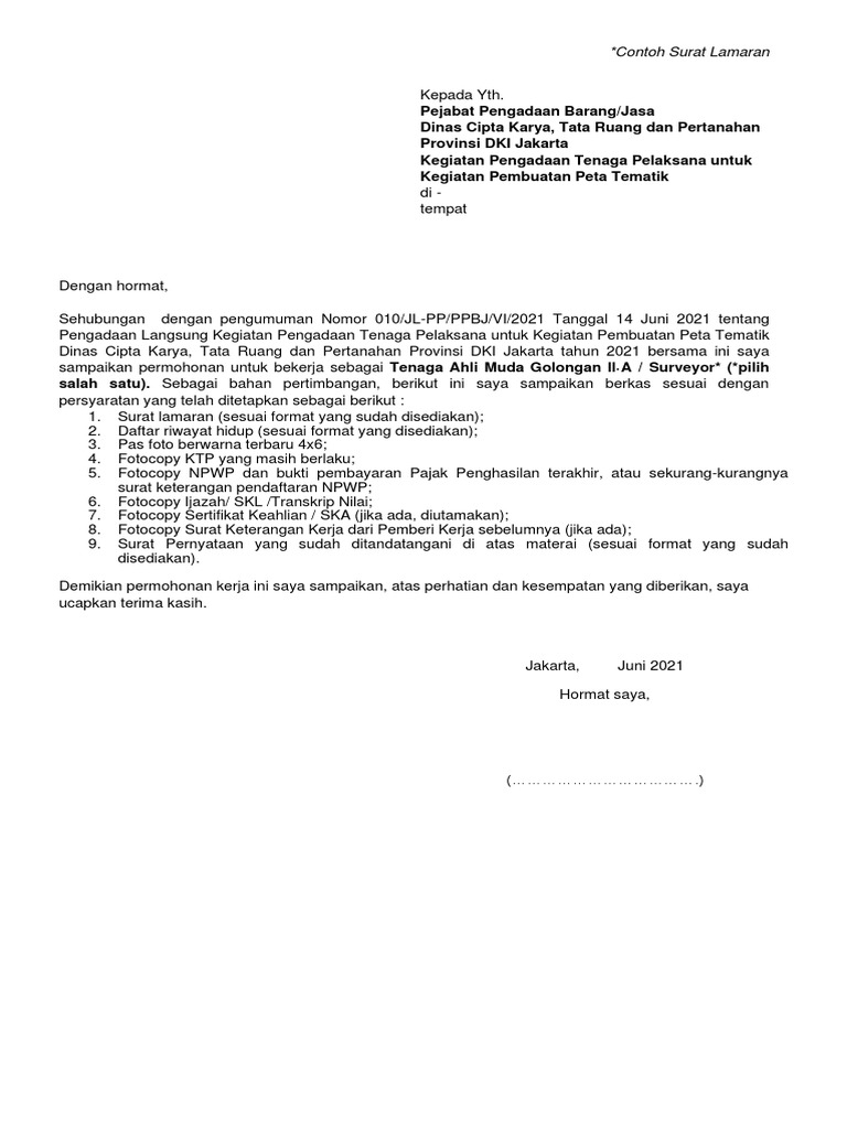 Contoh Dokumen Lamaran-DRH-Surat Pernyataan Tenaga Pelaksana Peta ...