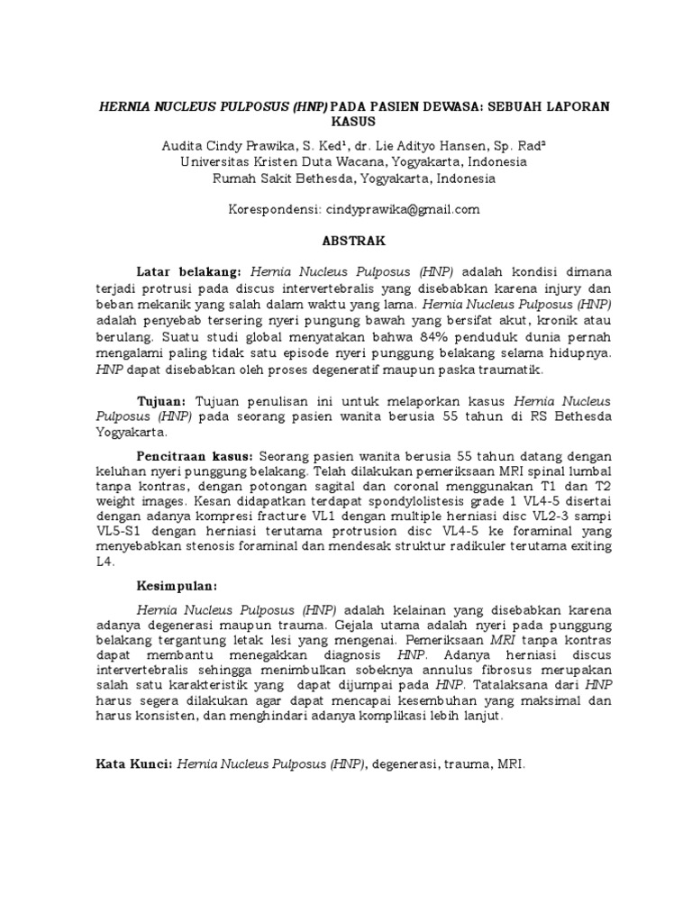 Case Report HNP | PDF