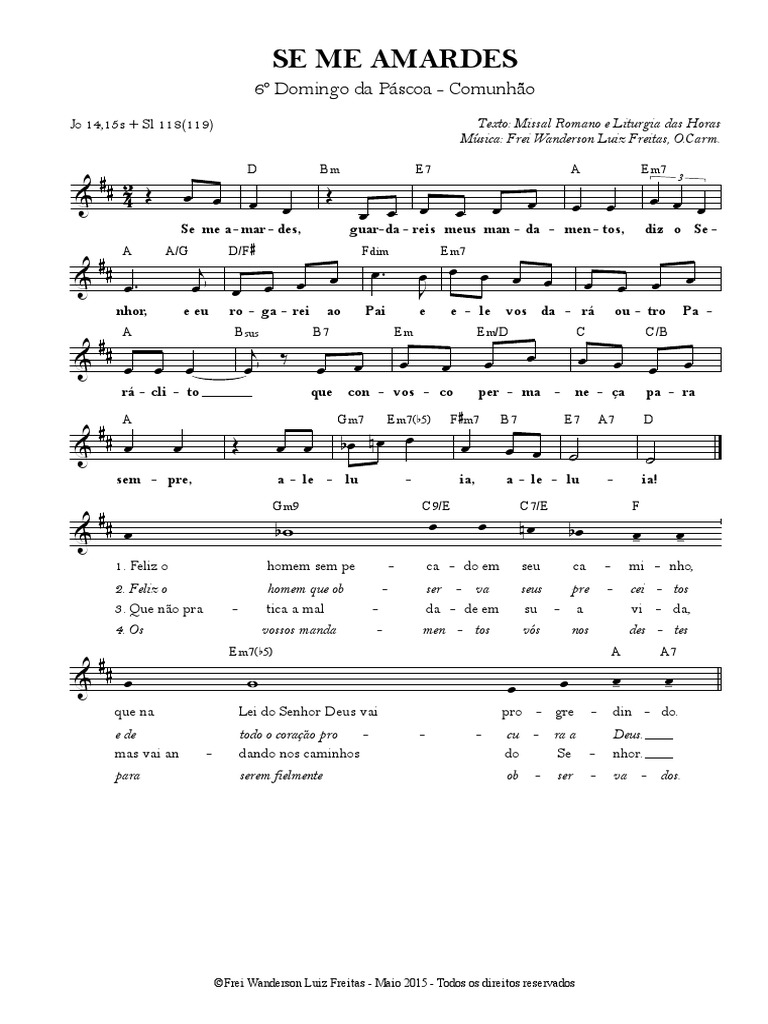 6º Domingo Da Páscoa - Se Me Amardes (Com Texto) PDF | PDF | Crença e ...