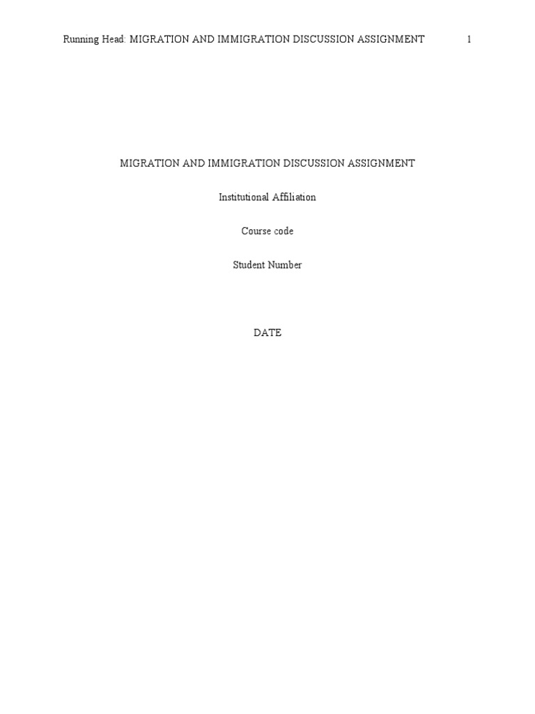 Migration and Immigration Discussion Assignment | Download Free PDF | Immigration | Human Migration