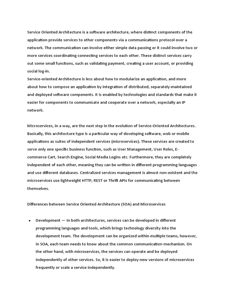Comparing Service Oriented Architecture and Microservices: Key Differences in Development ...