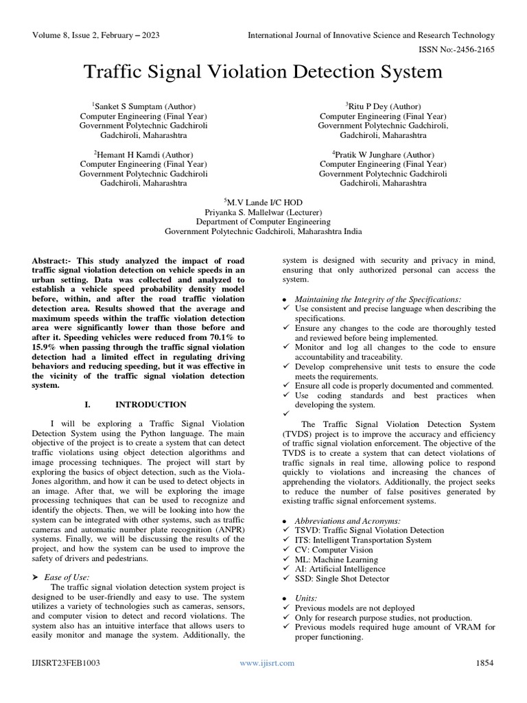 Traffic Signal Violation Detection System | PDF | Computer Vision | Traffic