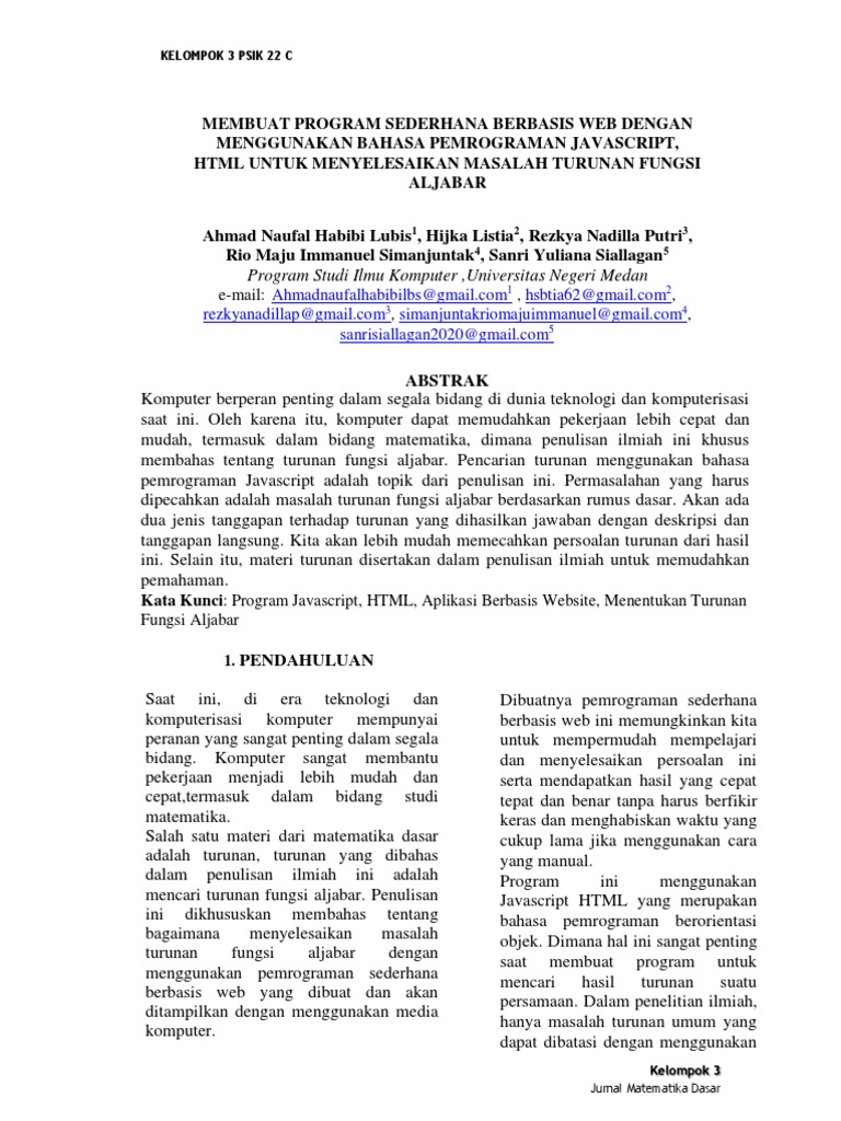 Jurnal Matdas Kelompok 3 New PDF | PDF