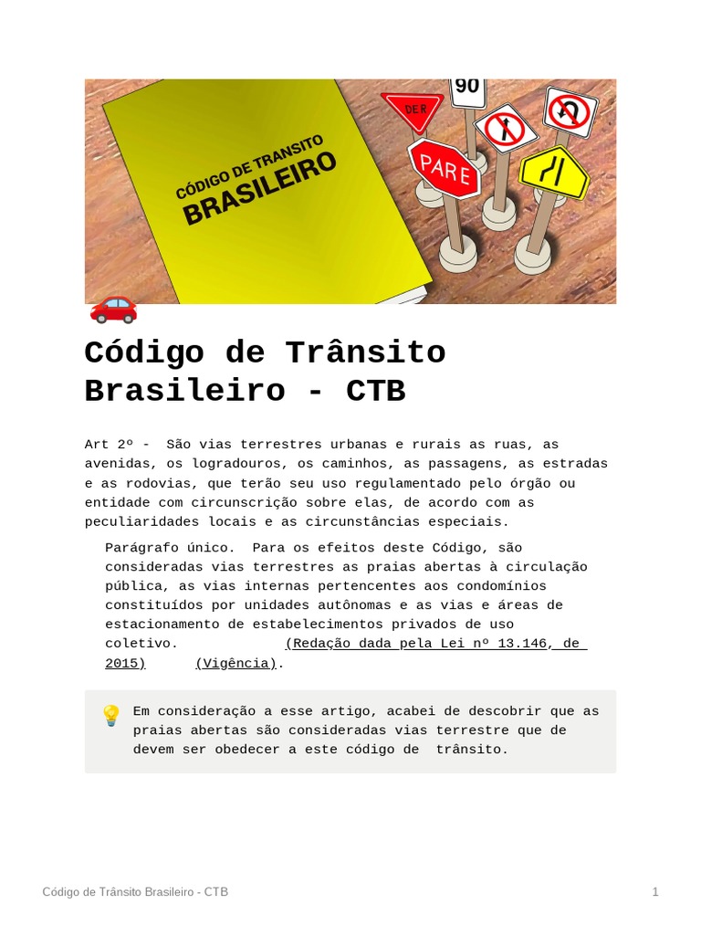 Cdigo de Trnsito Brasileiro - CTB | PDF | Tráfego | Transporte