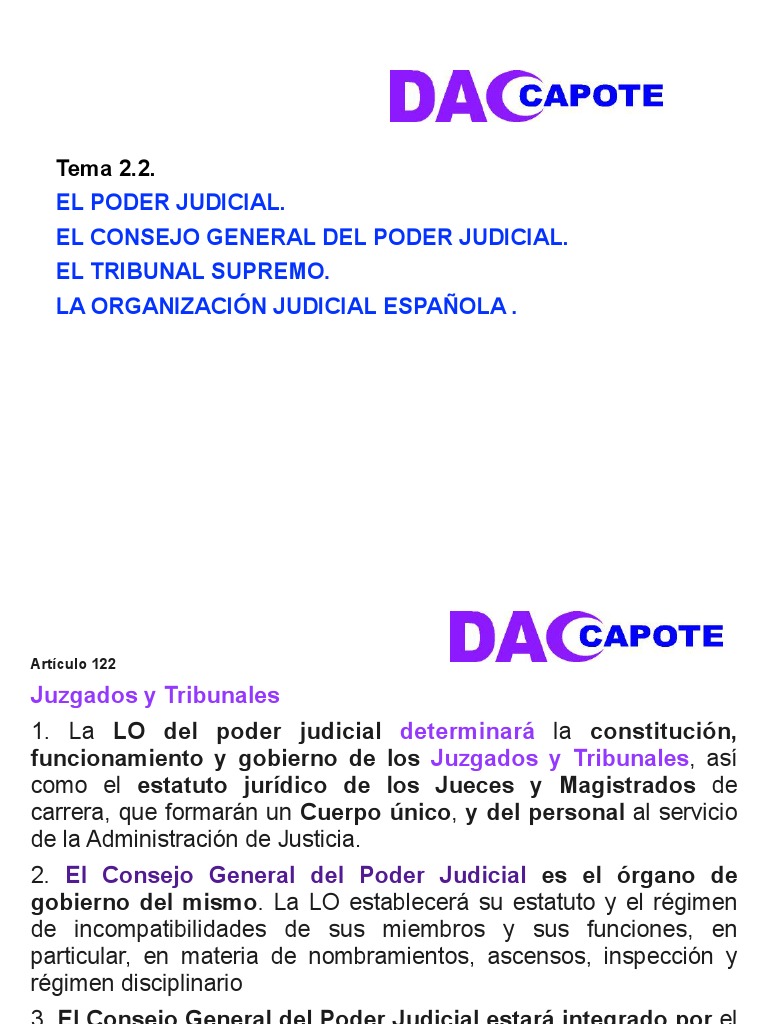 Esquema Tema 2.2 Poder Judicial PDF | PDF | Judicaturas | Jurisdicción