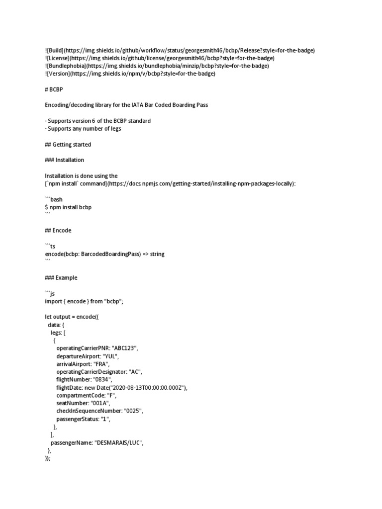 Encode & Decode BCBP | PDF