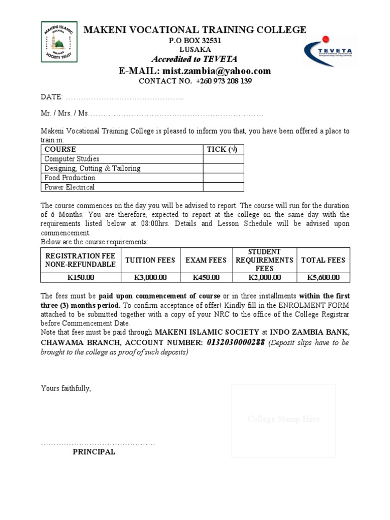 2023 VTC Enrolment Form | PDF