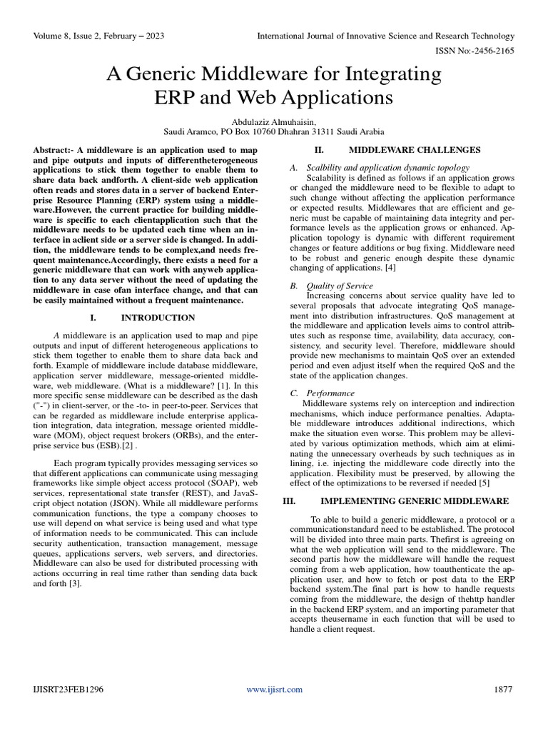 A Generic Middleware For Integrating ERP and Web Applications | PDF ... A Generic Middleware For Integrating ERP and Web Applications | PDF ...
