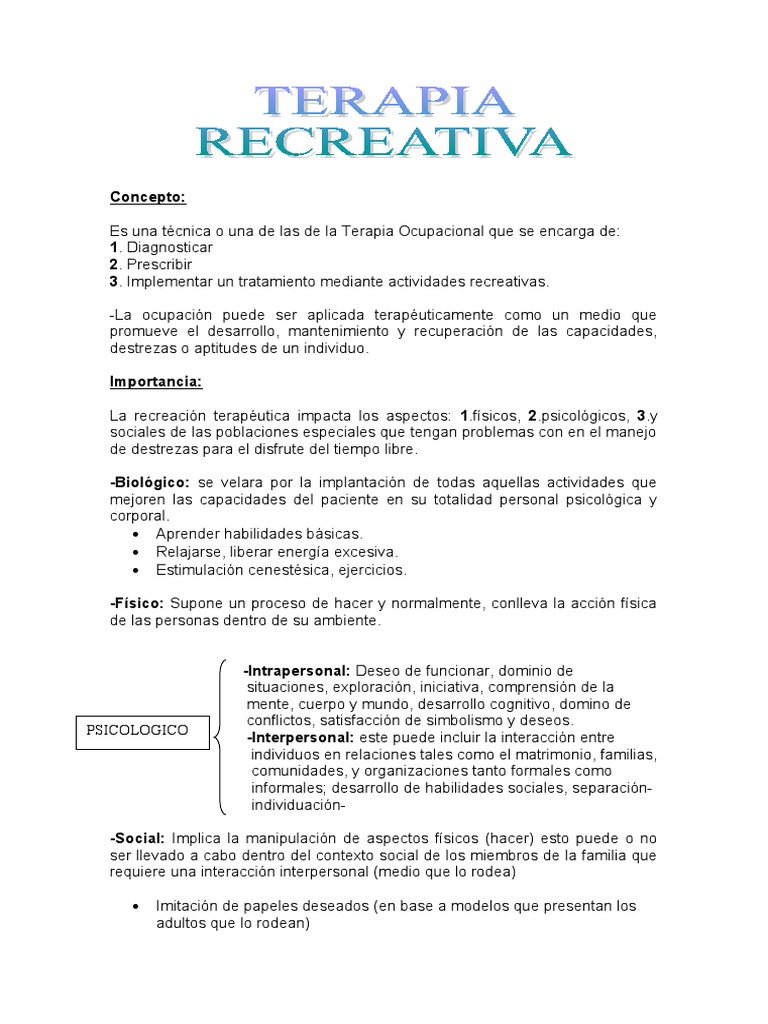Terapia Recreativa Unidad 3 | PDF | Sonido | Sicología