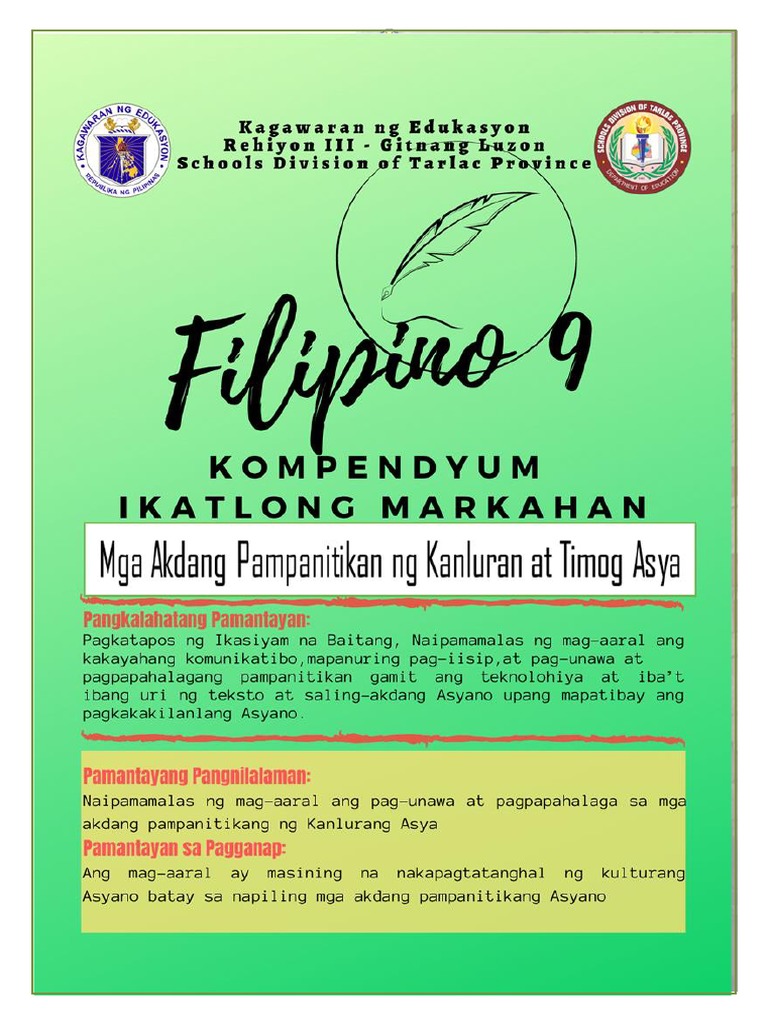3rd Quarter Kompendyum Filipino 9 1 2 | PDF 3rd Quarter Kompendyum Filipino 9 1 2 | PDF