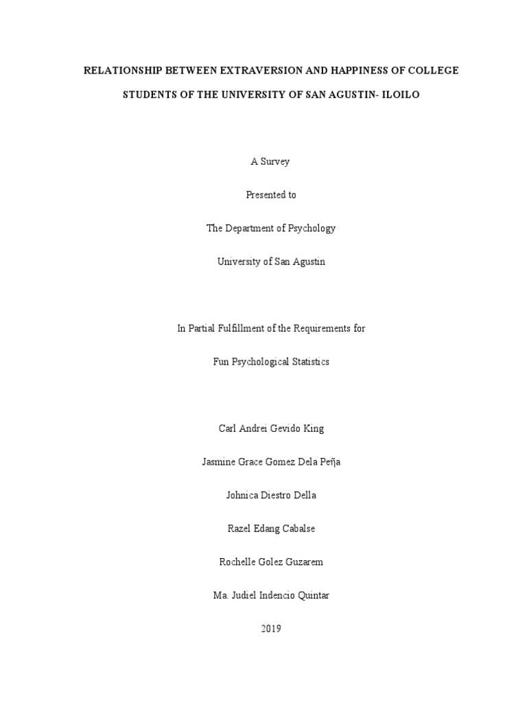 Relationship Between Extraversion and Happiness | PDF | Extraversion And Introversion | Happiness