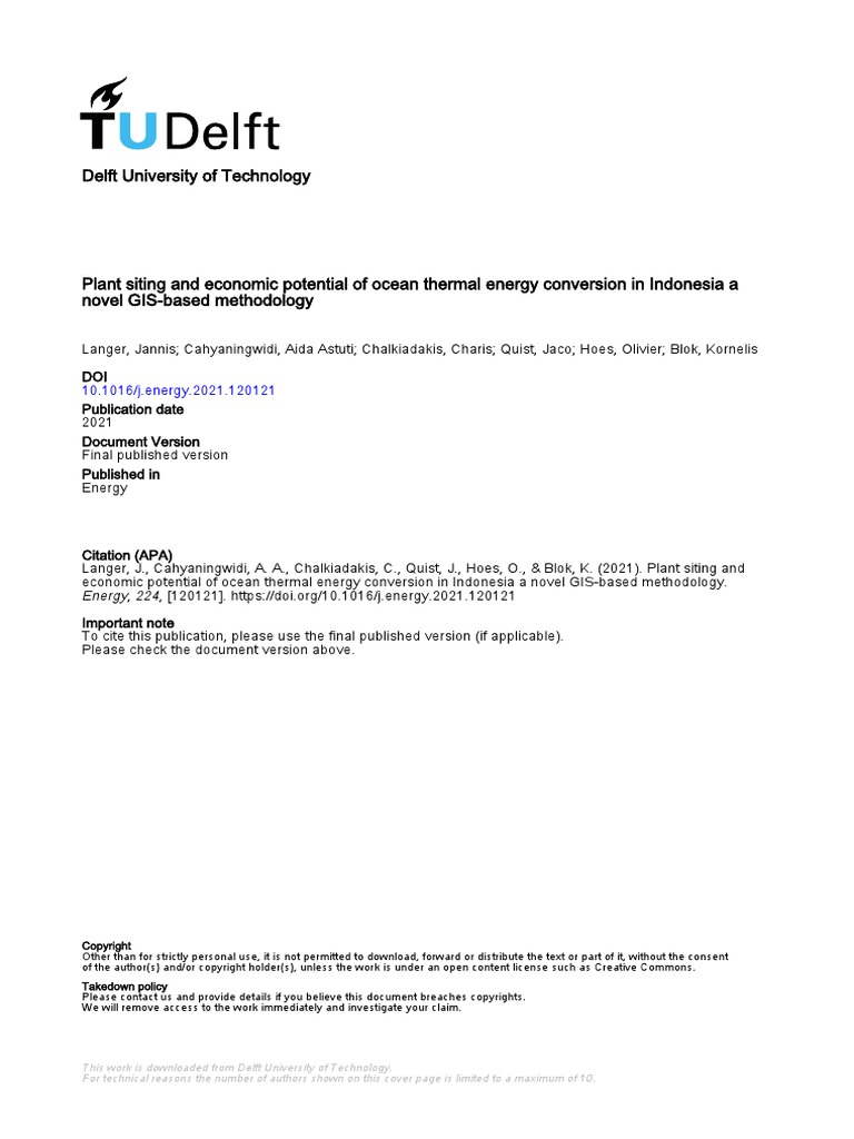 Otec In Indonesia Pdf Renewable Energy Geographic Information System