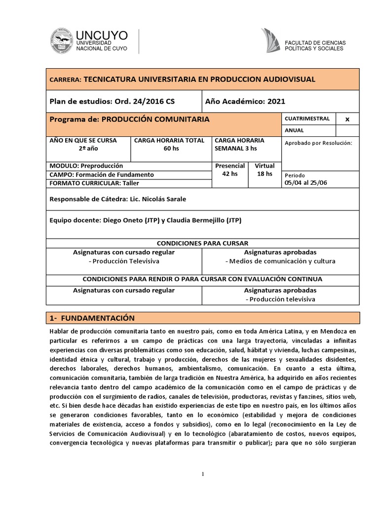 Producción Comunitaria - Programa 2021 | PDF | Evaluación | Televisión