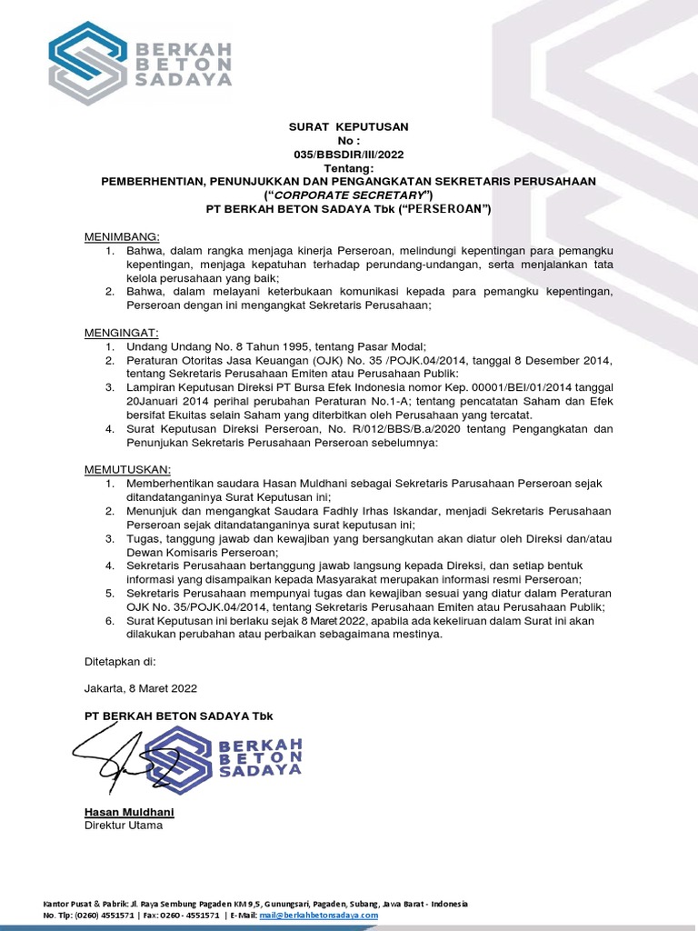 SK Pengangkatan Bbs | PDF | Bisnis