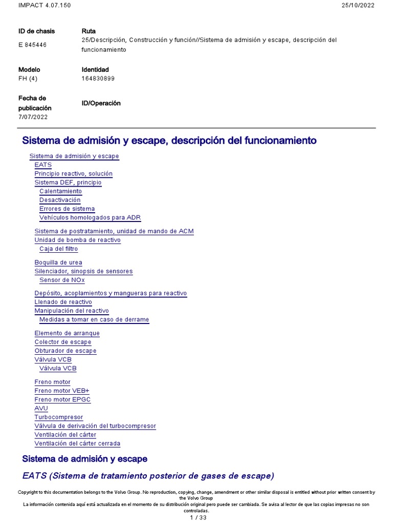 Sistema de Admision y Escape, Descripcion Del Funcionamiento SCR | PDF | Ingeniería mecánica ...