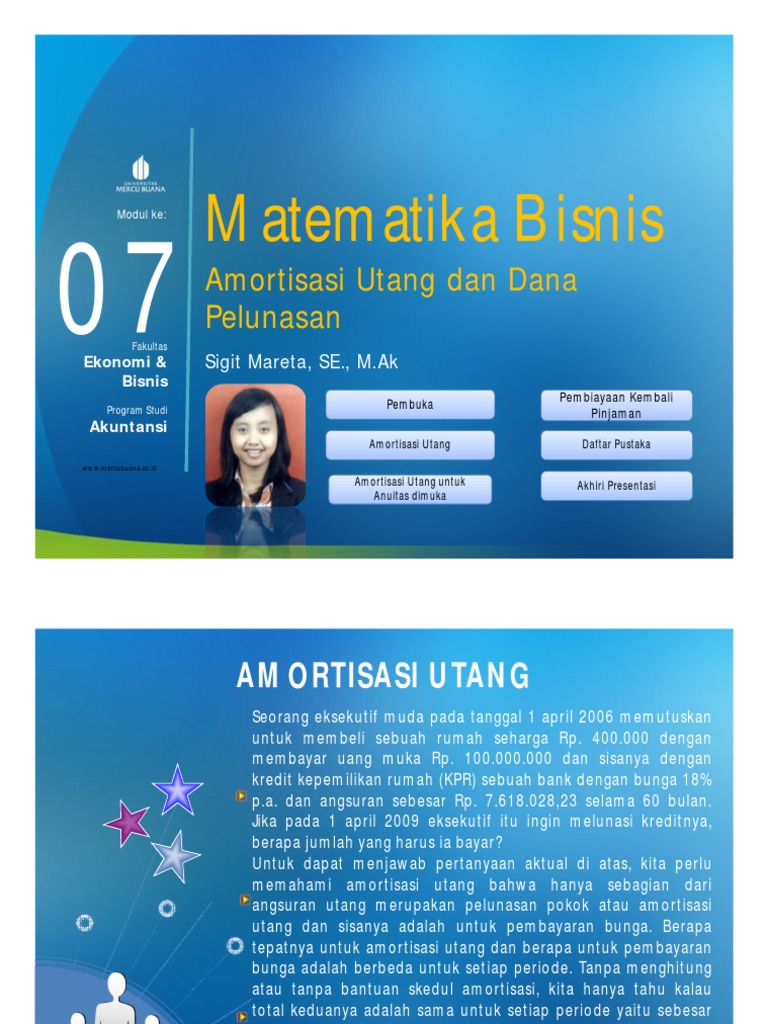 Amortisasi Utang dan Pelunasan KPR | PDF