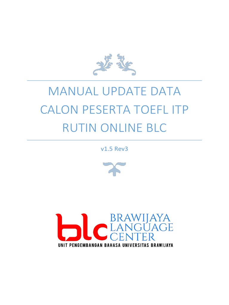 Manual Update Data Calon Peserta TOEFL ITP Rutin Online BLC v1.5 Rev03 | PDF