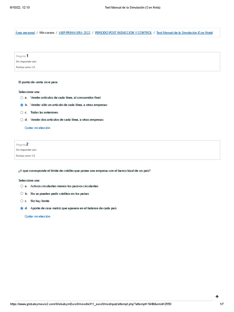 Test Manual de La Simulación (Con Nota) | PDF | Marketing | Los ...