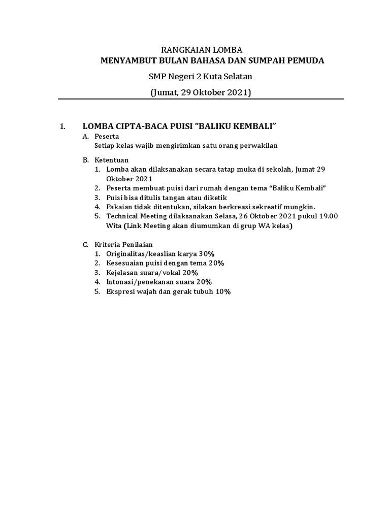 Lomba Bulan Bahasa 2021 | PDF