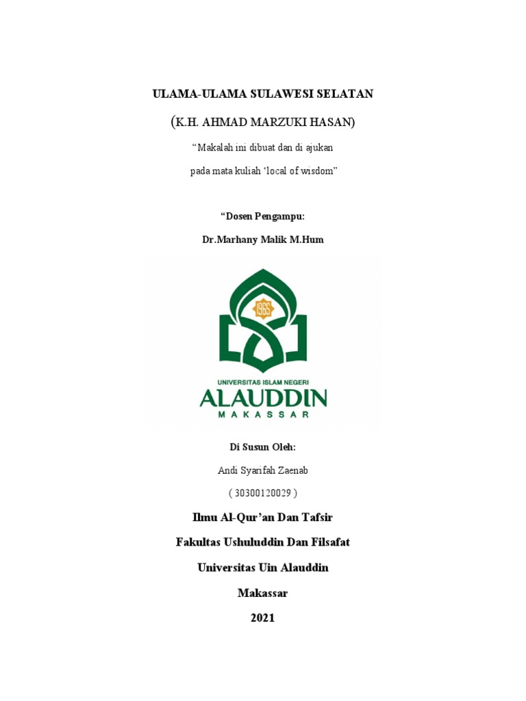 Ulama K.H. Ahmad Marzuki Hasan | PDF