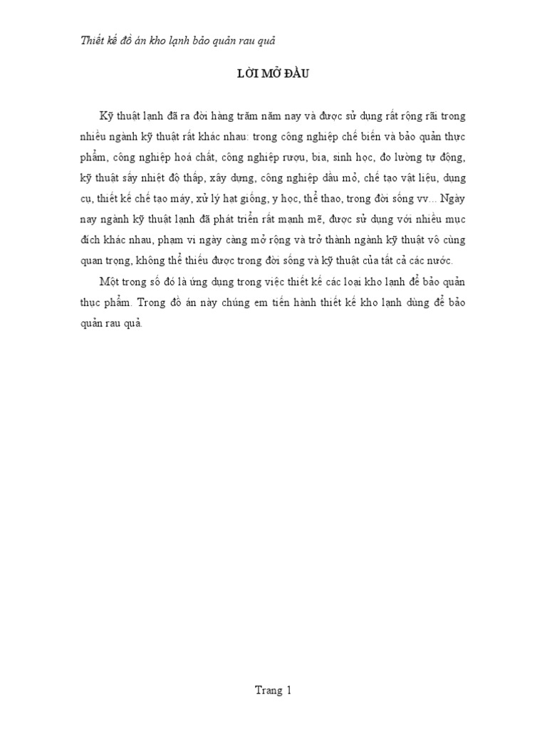 (123doc) - Thiet-Ke-Do-An-Kho-Lanh-Bao-Quan-Rau-Qua | PDF