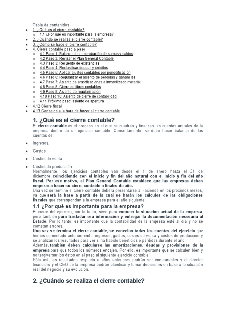 Tabla de Contenidos | PDF | Contabilidad | Crédito