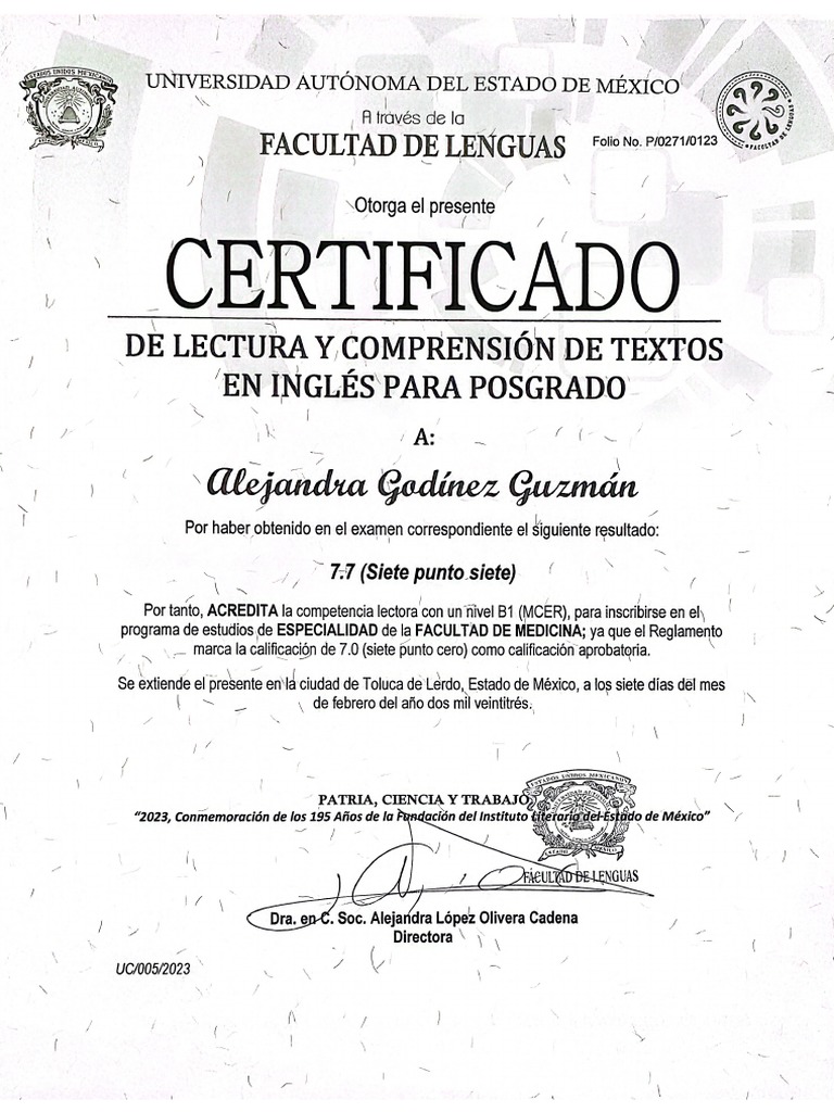 Certificado de Ingles 1 PDF | PDF